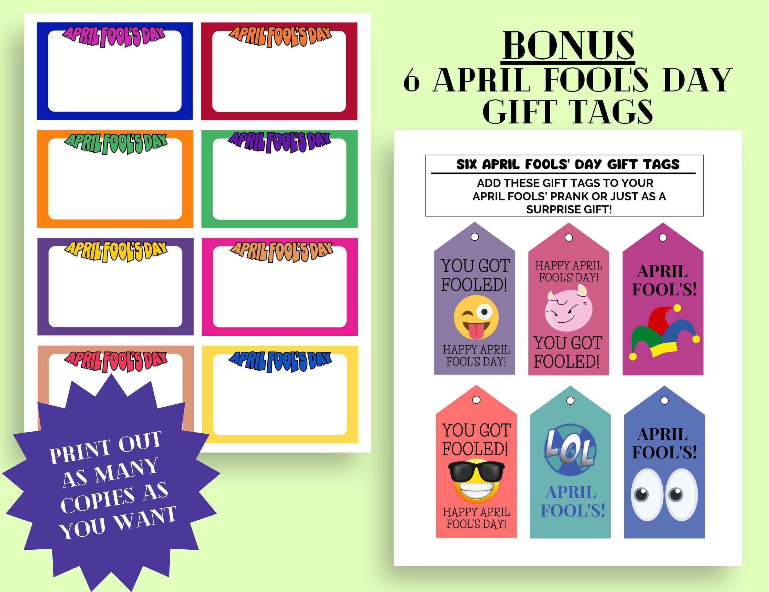 April Fool's Day Joke Cards, Lunchbox Note Cards, April Fool's ...