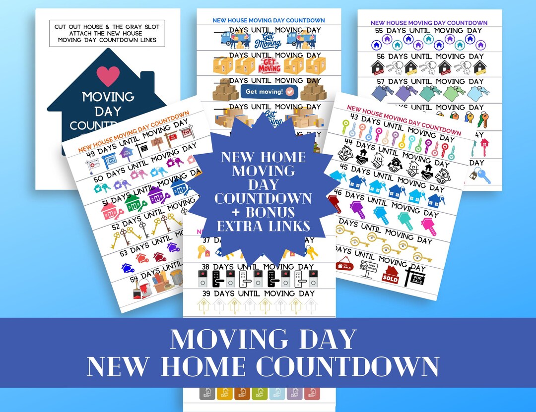 New Home Countdown Chain: Moving Day Activity, Box Labels (printable ...