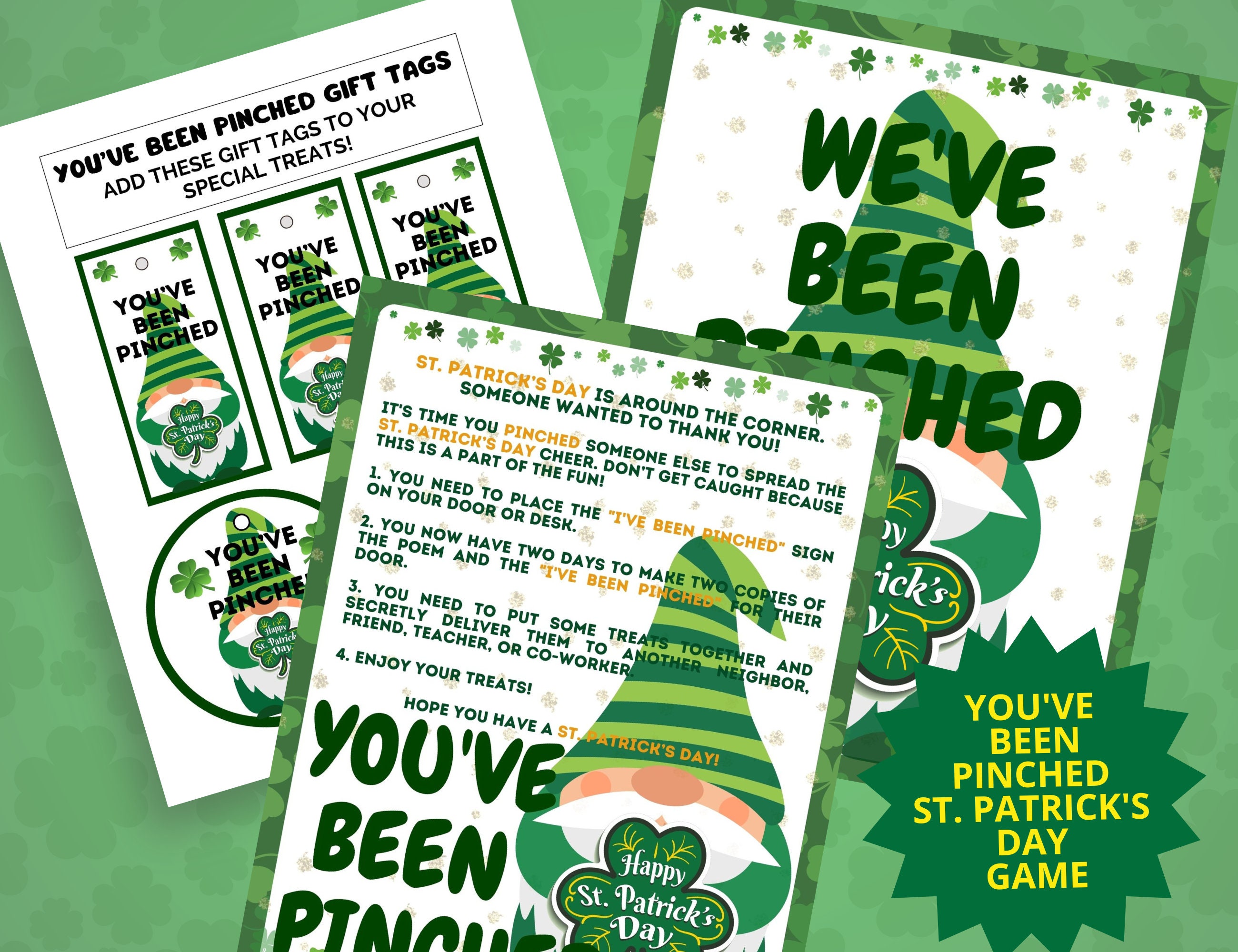 You've Been Pinched Game Printable, We've Been Pinched, St. Patrick's ...
