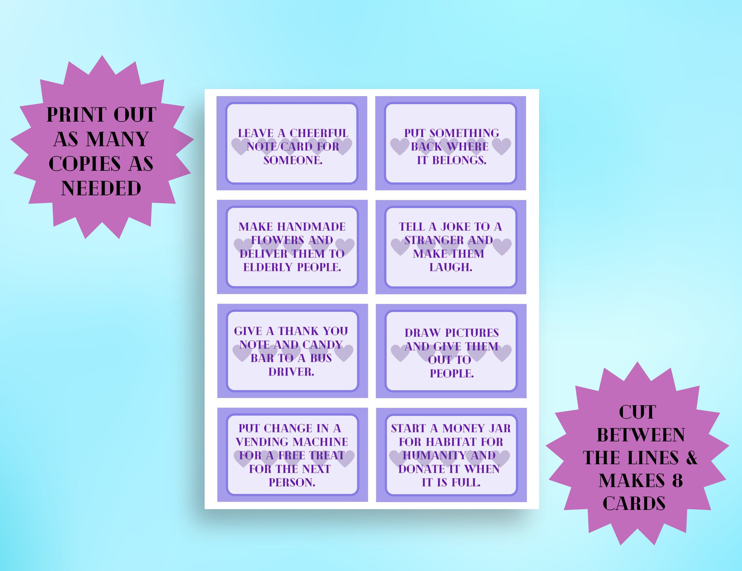 Kindness Cards, Pay It Forward, Lunchbox Notes, Random Acts of Kindness ...