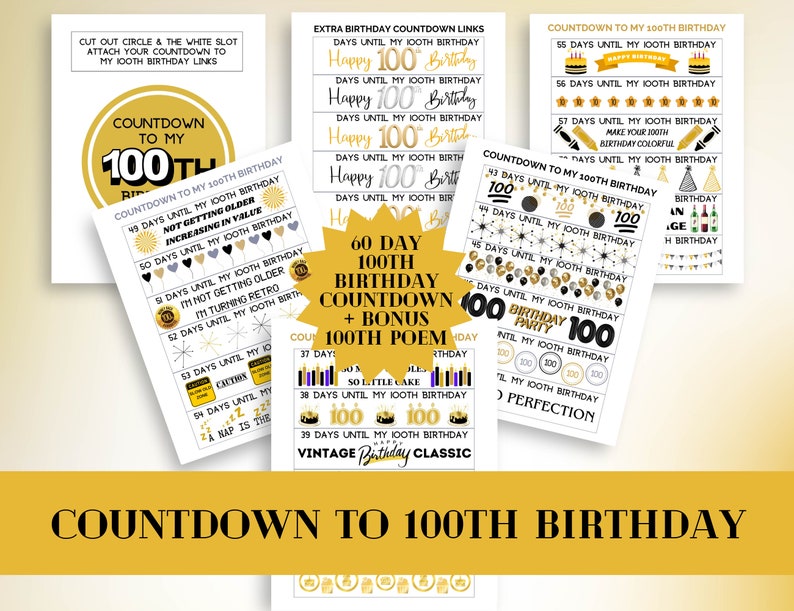 Countdown to My 100th Birthday, DIY Printable Paper Chain Calendar ...