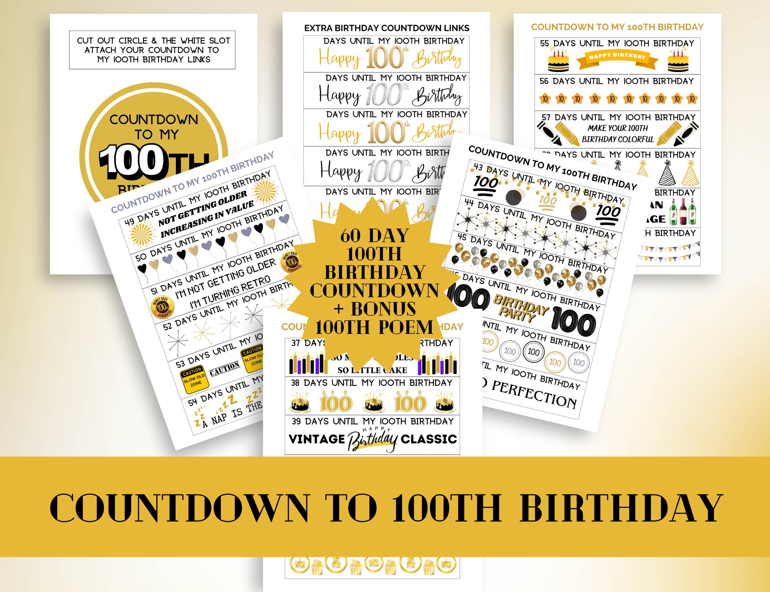 Countdown to My 100th Birthday, DIY Printable Paper Chain Calendar ...