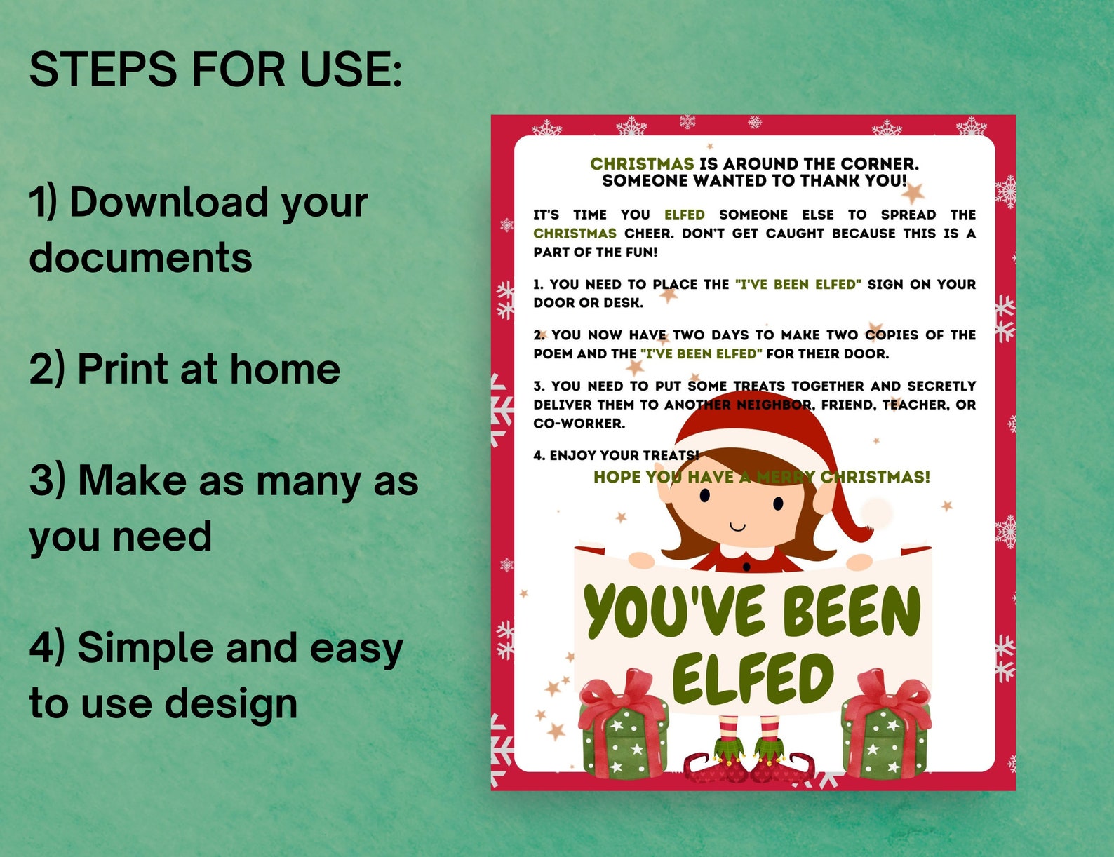 You've Been Elfed Game Printable, We've Been Elfed, Christmas Kit ...