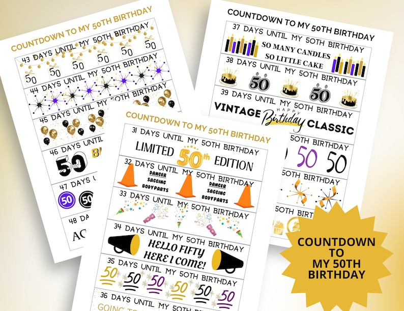 Countdown to My 50th Birthday, DIY Printable Paper Chain Calendar ...