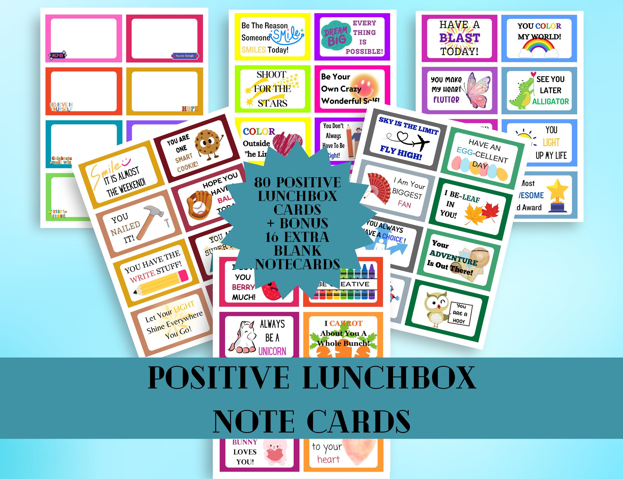 Lunch Box Printable Notes for Kids, Back to School Printable Notes ...