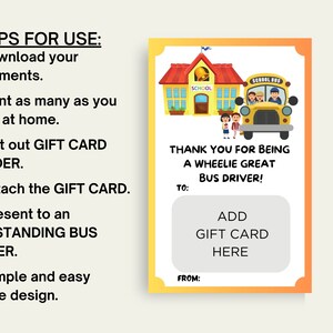 Bus Driver Appreciation Printable, Bus Driver Thank You Card, School ...