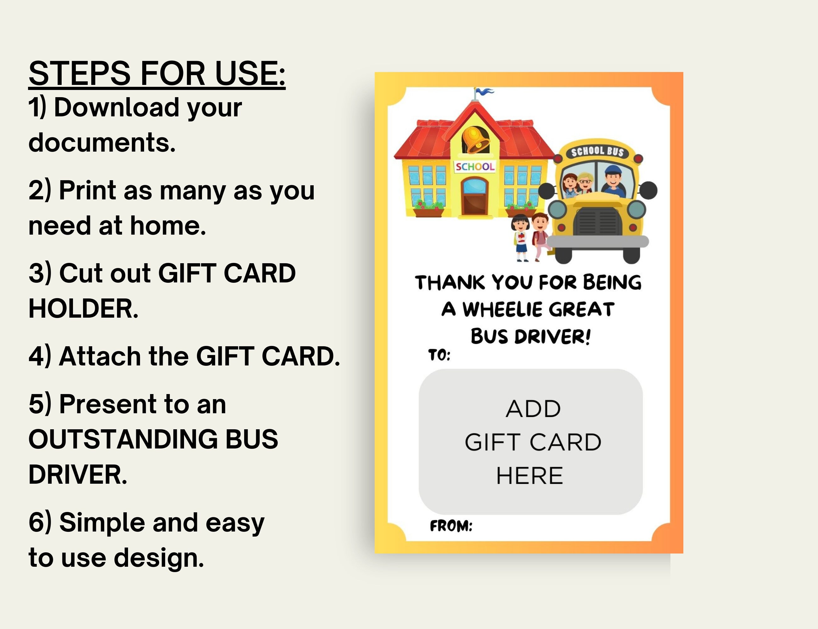 Bus Driver Appreciation Printable, Bus Driver Thank You Card, School ...