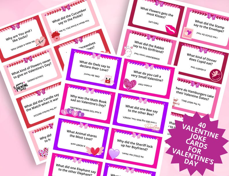 Valentine's Day Joke Cards: Kids' Lunchbox Notes & Gift Tags (PRINTABLE ...
