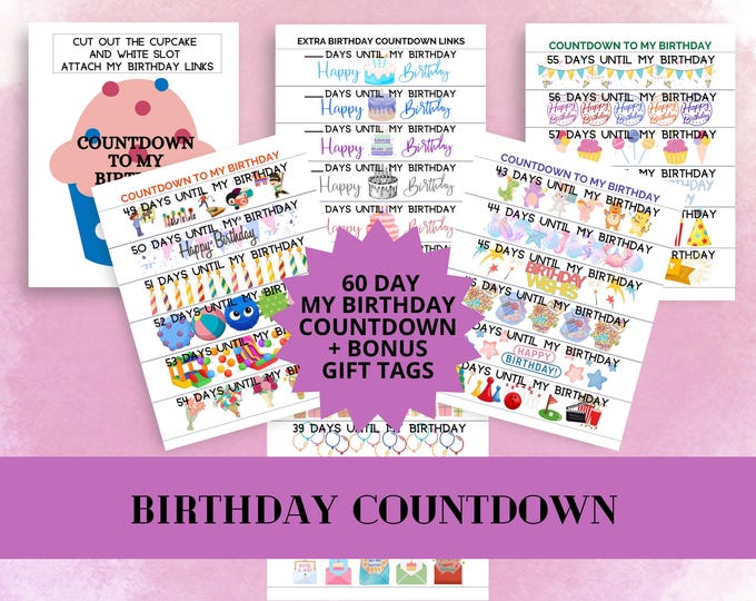 Birthday Countdown - Personalized Bright Rainbow Paper Chain Paint ...