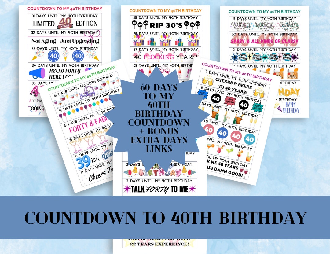 Countdown to My 40th Birthday, DIY Printable Paper Chain Calendar ...