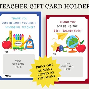Teacher Appreciation Gift Card Holder Gift Card for Staff - Etsy