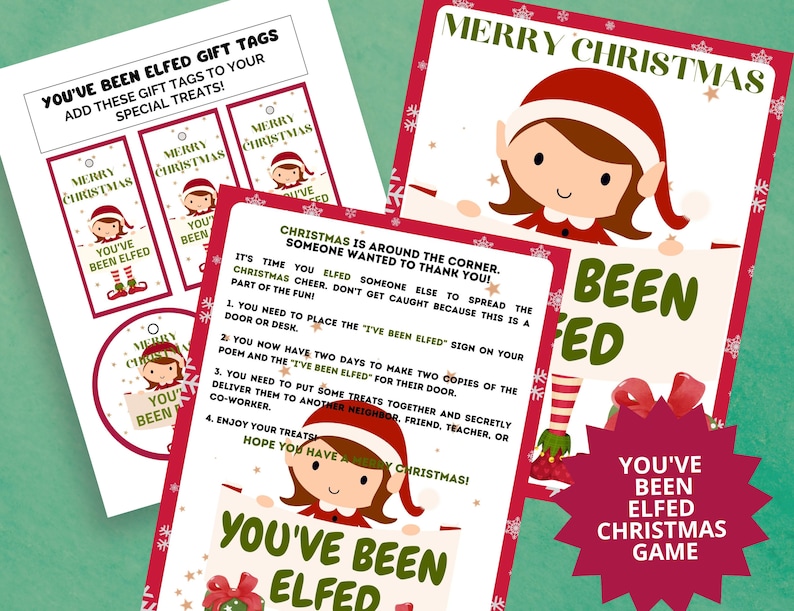 You've Been Elfed Game Printable, We've Been Elfed, Christmas Kit ...