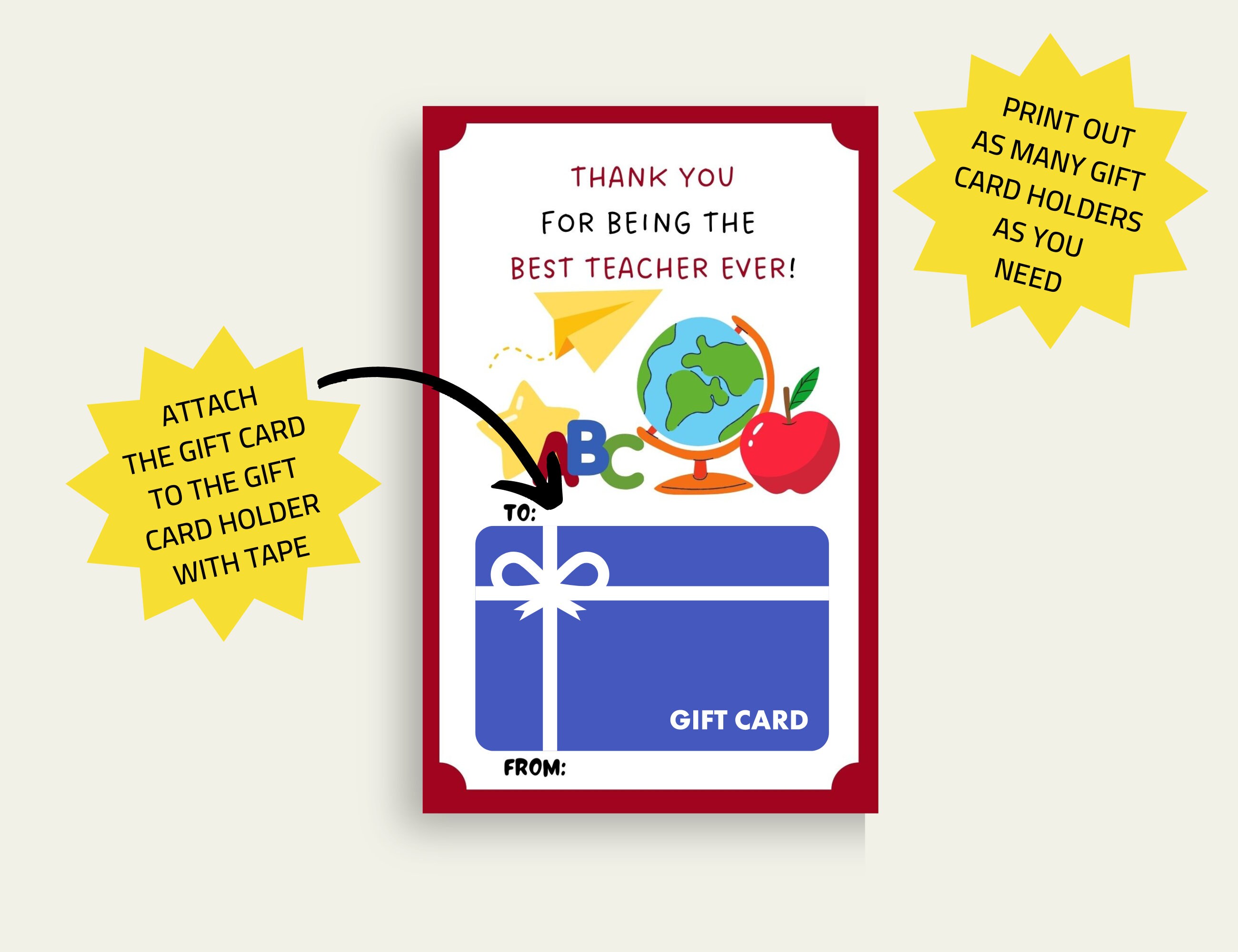 Teacher Appreciation Gift Card Holder, Gift Card for Staff Appreciation ...