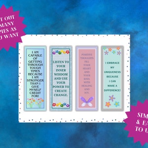 12 Printable Positive Affirmation Bookmarks for Teenagers, Booklovers ...