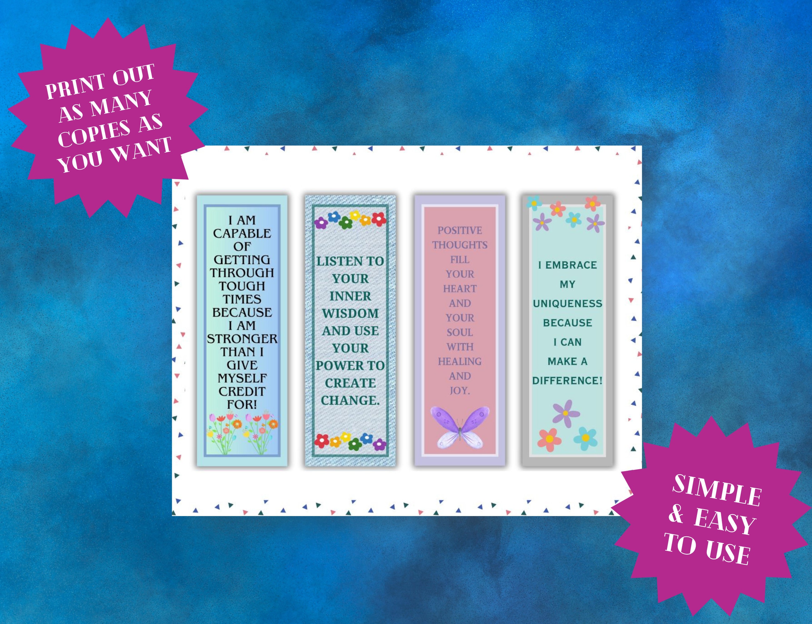 12 Printable Positive Affirmation Bookmarks for Teenagers, Booklovers ...