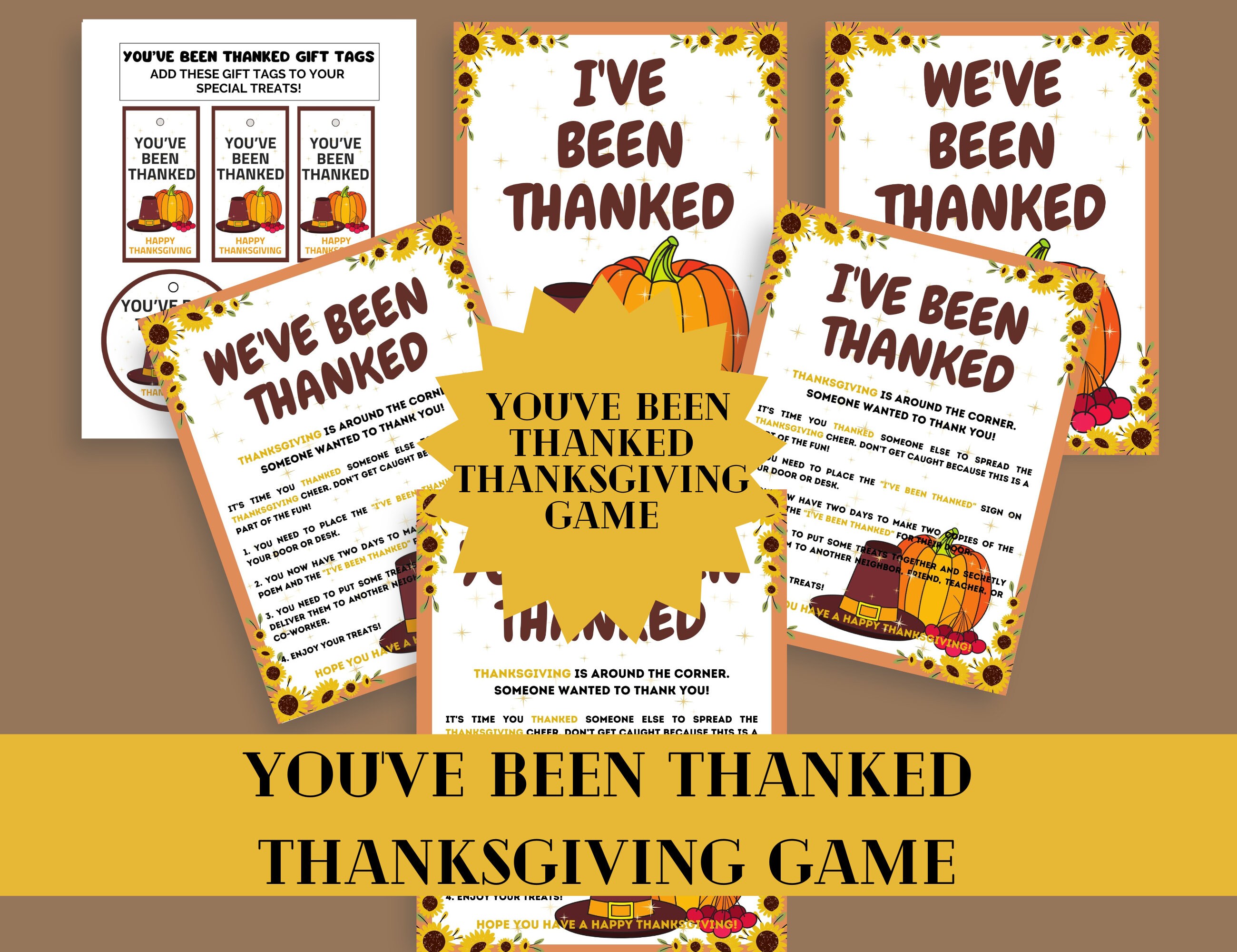 You've Been Thanked Game Printable, We've Been Thanked, Thanksgiving ...