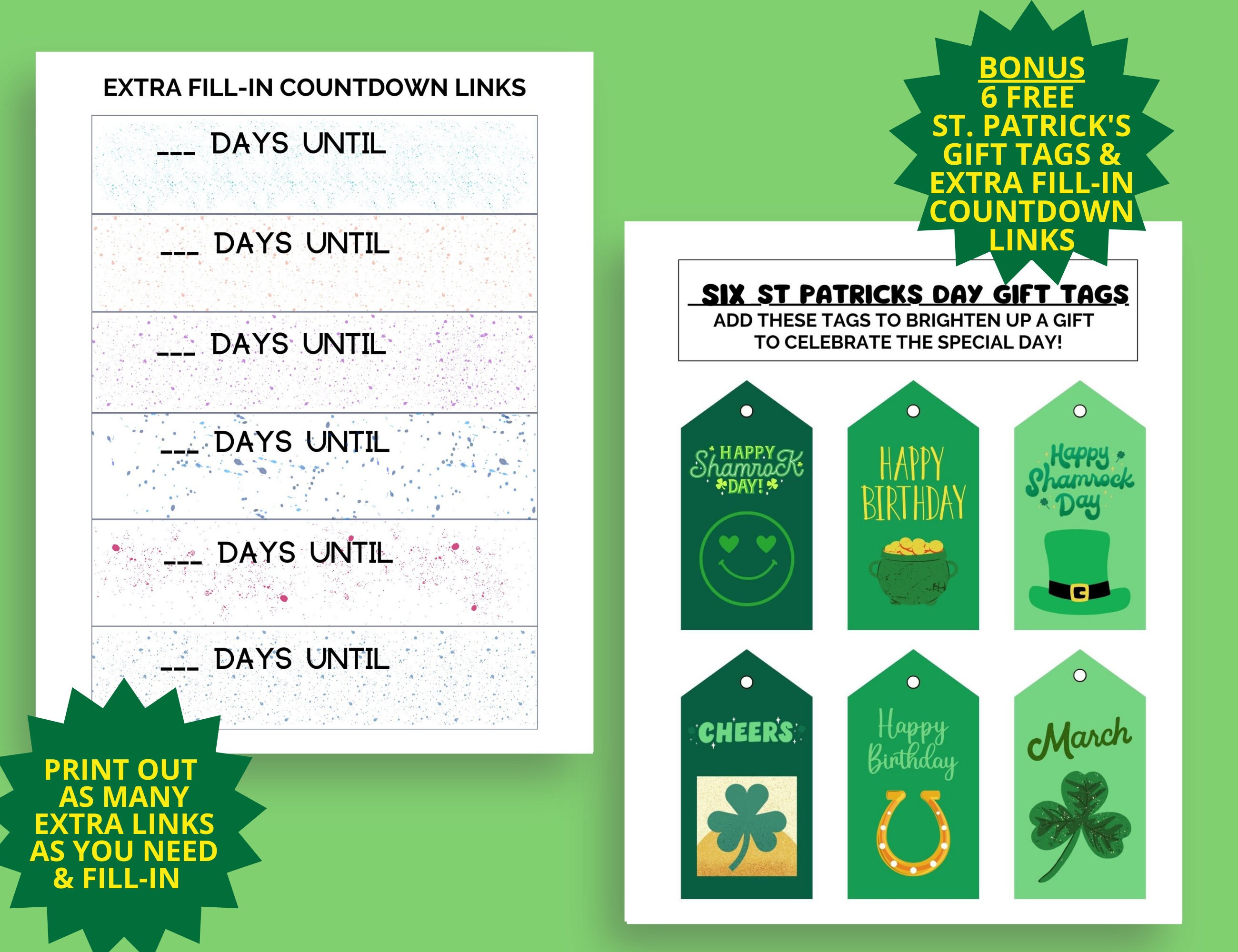 ST. PATRICK'S Day Countdown, Paper Chain Countdown, DIY Printable Paper ...