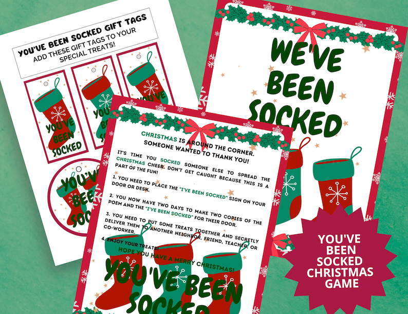 You've Been Socked Christmas Game: Printable Kit (PDF) - Etsy