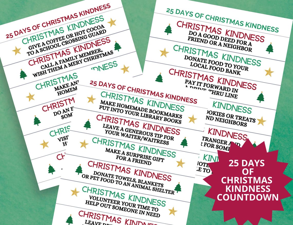 Christmas Kindness Countdown Chain: 25 Days Printable (DIGITAL DOWNLOAD ...