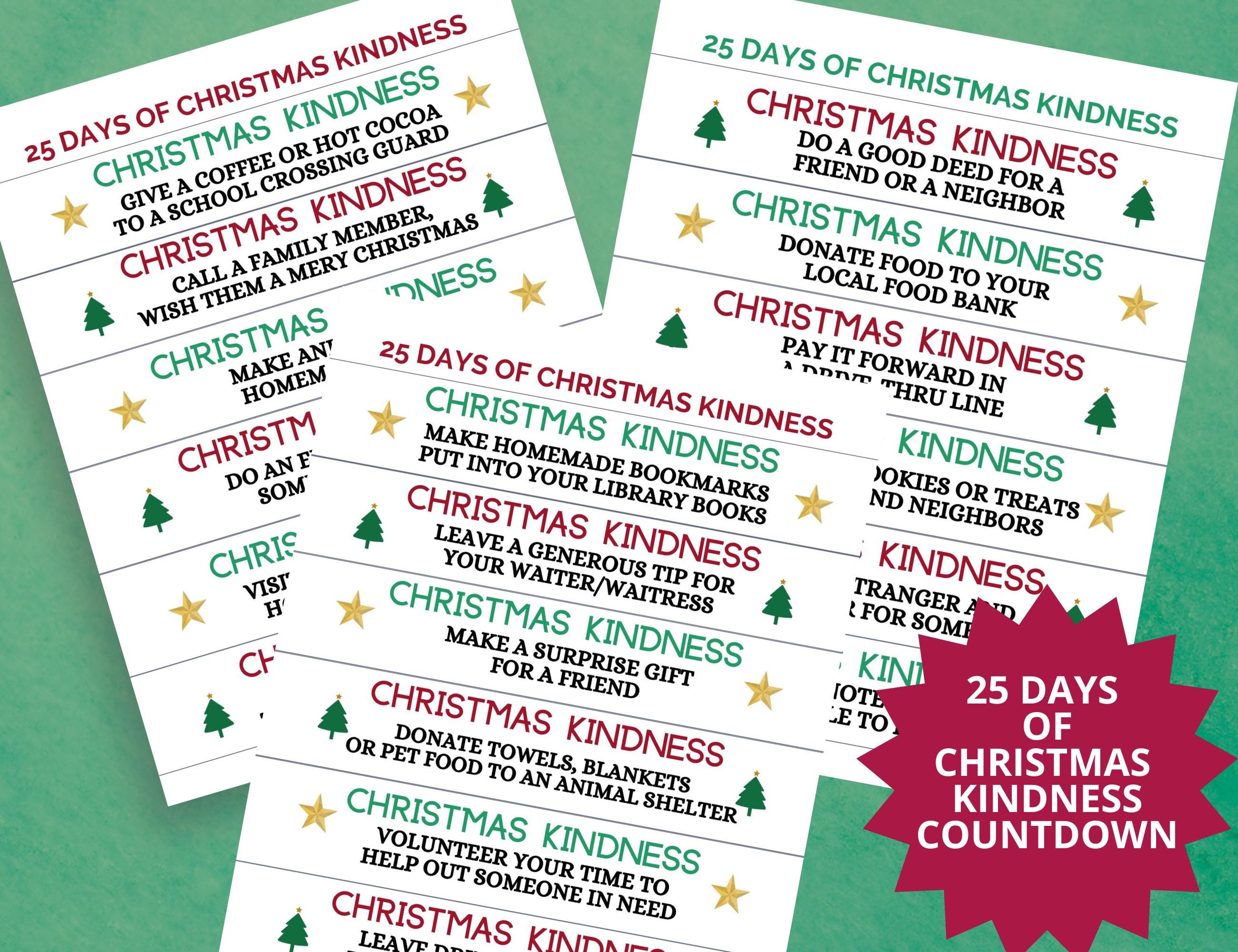Christmas Kindness Countdown Chain: 25 Days Printable (DIGITAL DOWNLOAD ...
