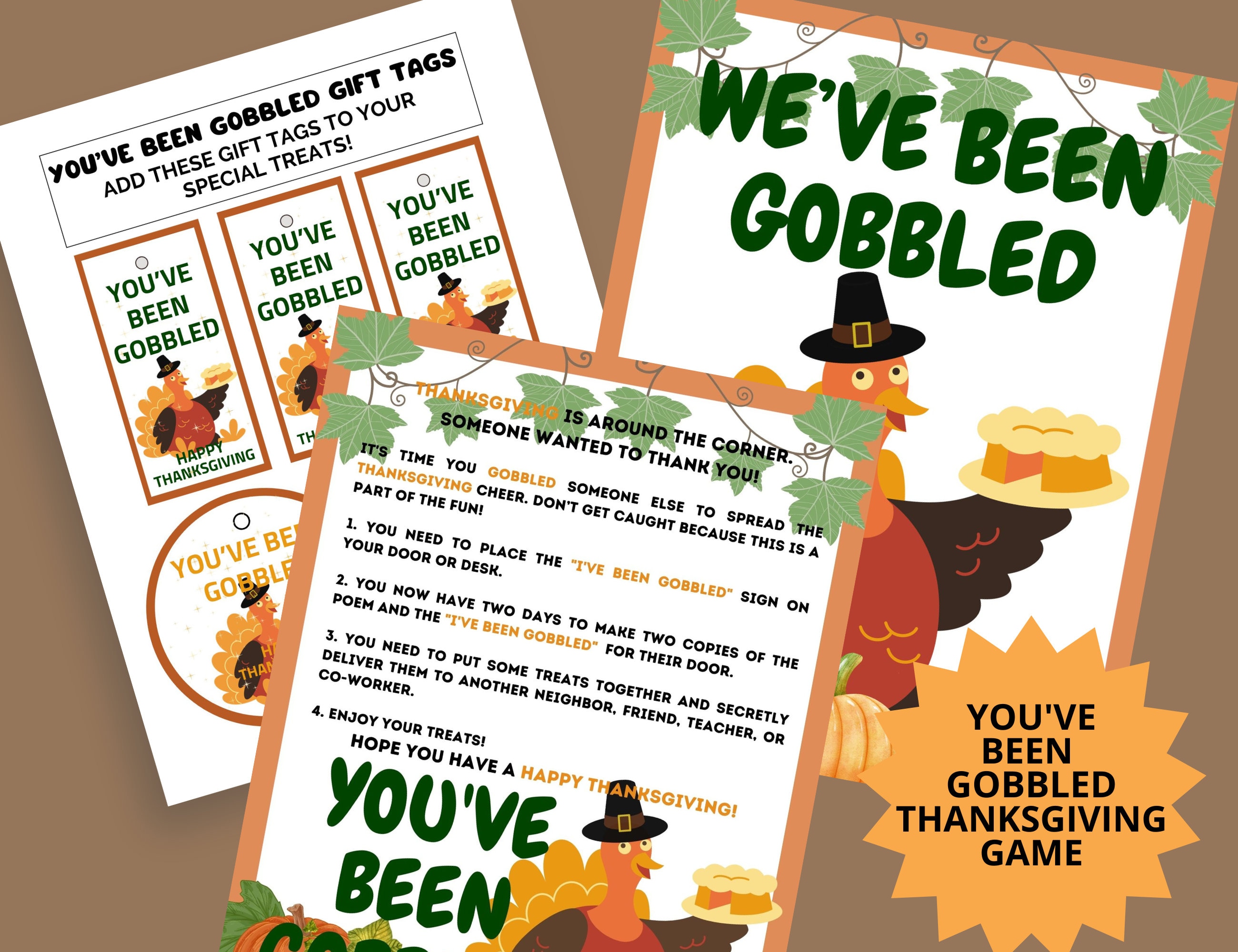 You've Been Gobbled Game Printable, We've Been Gobbled, Thanksgiving ...