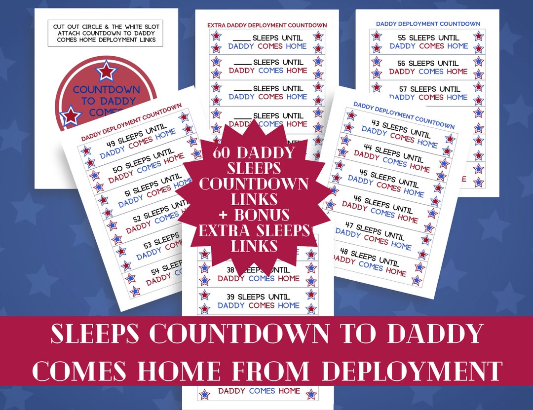 Daddy Deployment Countdown, Sleeps Left Countdown Chain, Military Homecoming Countdown, Sleeps ...