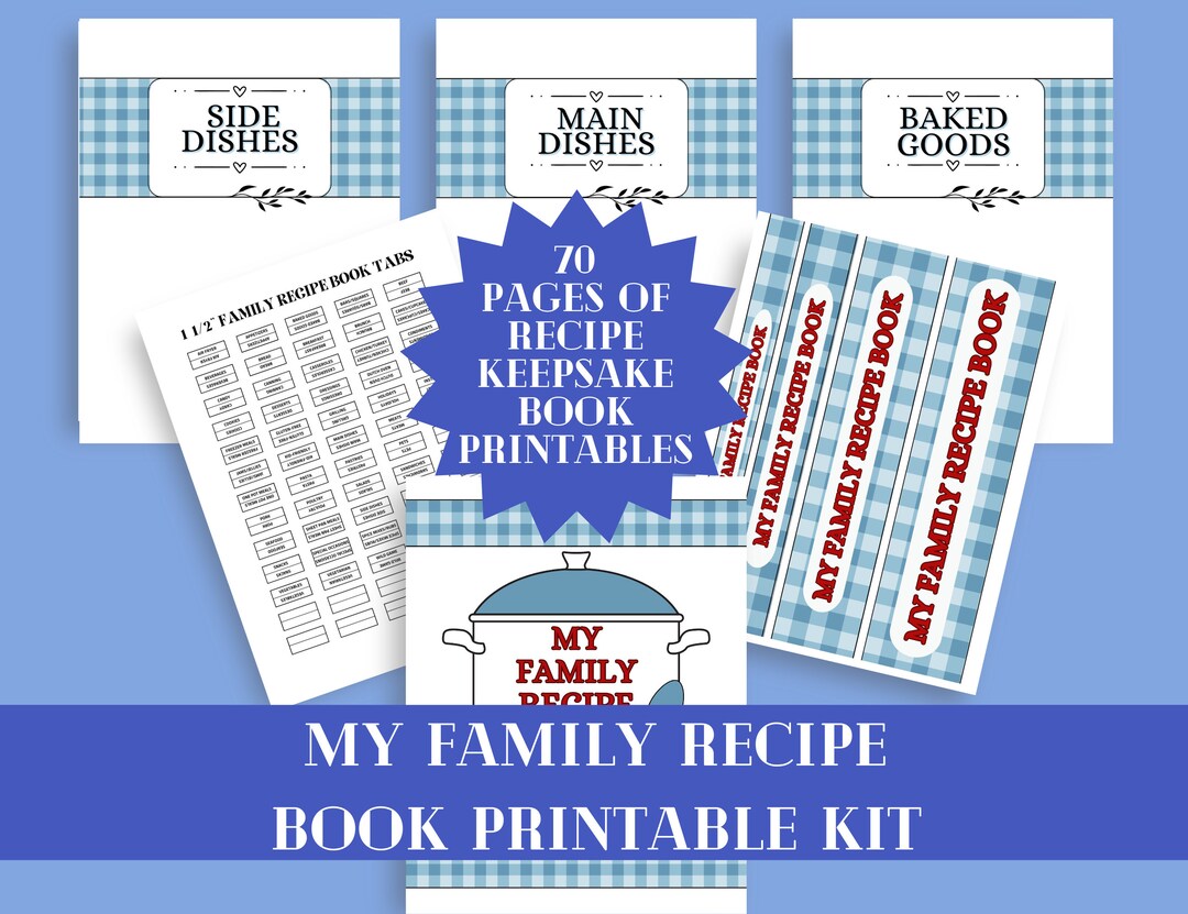 Blue Plaid Recipe Binder Kit: Family Keepsake Organizer (printable) - Etsy