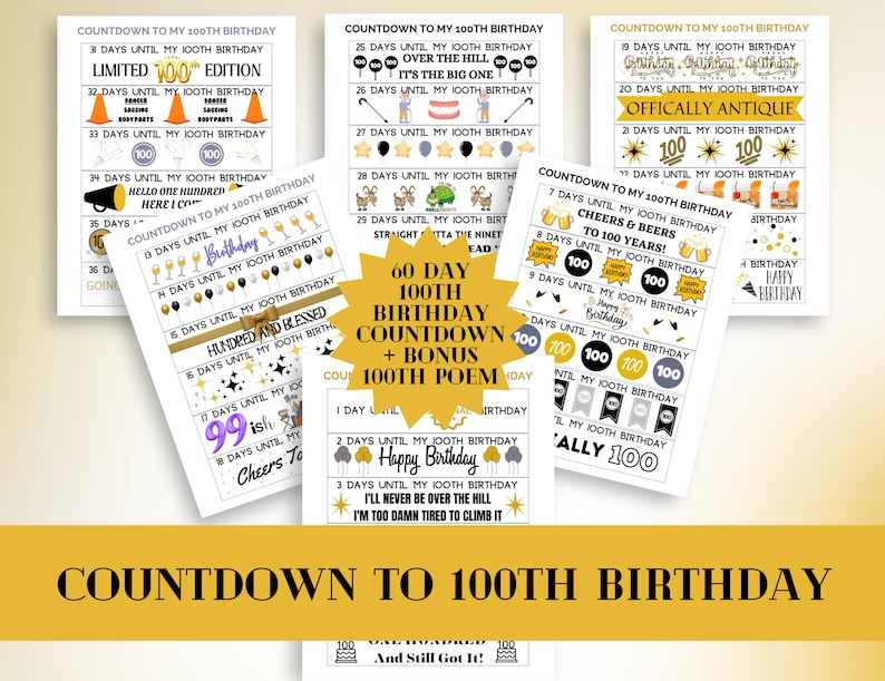 Countdown to My 100th Birthday, DIY Printable Paper Chain Calendar ...