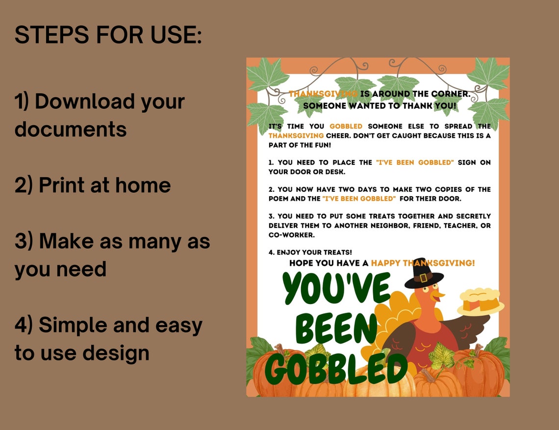 You've Been Gobbled Game Printable, We've Been Gobbled, Thanksgiving ...
