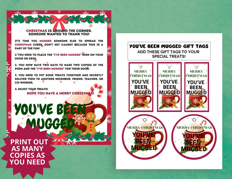 You've Been Mugged Game Printable, We've Been Mugged, Christmas Kit ...