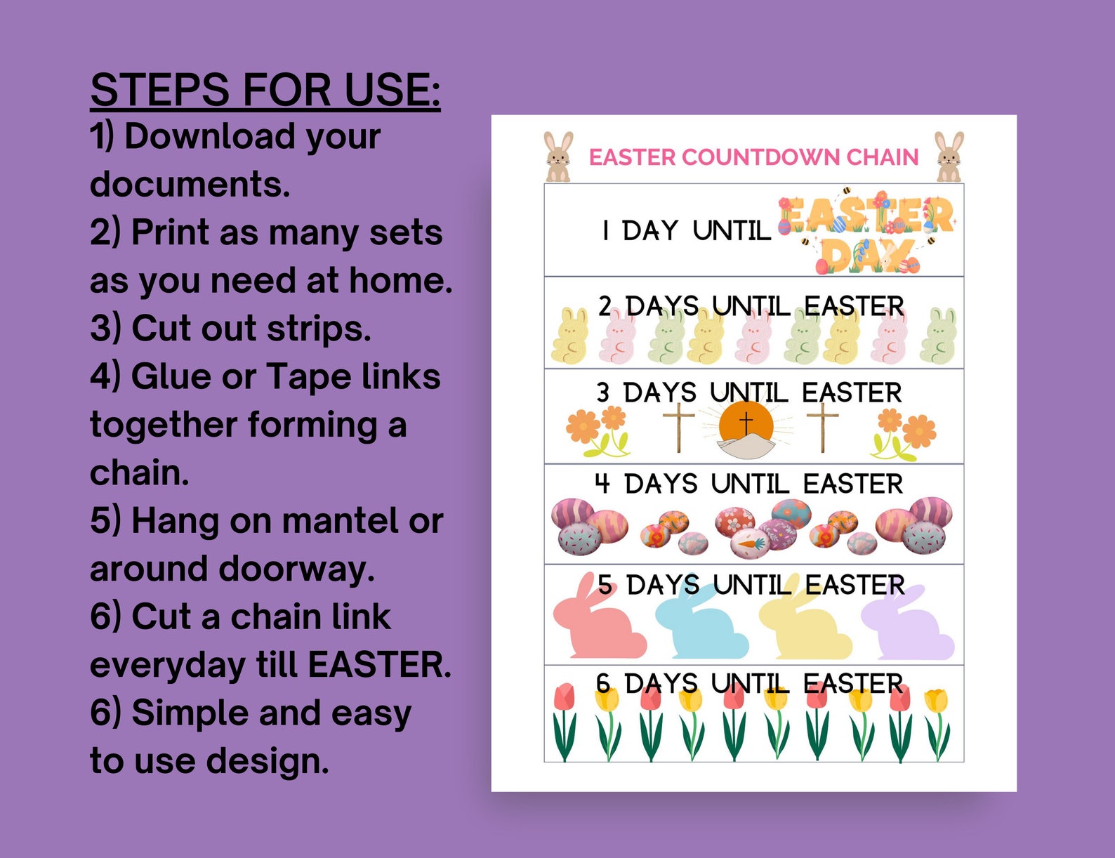 EASTER Countdown, Paper Chain Countdown, DIY Printable Paper Chain ...