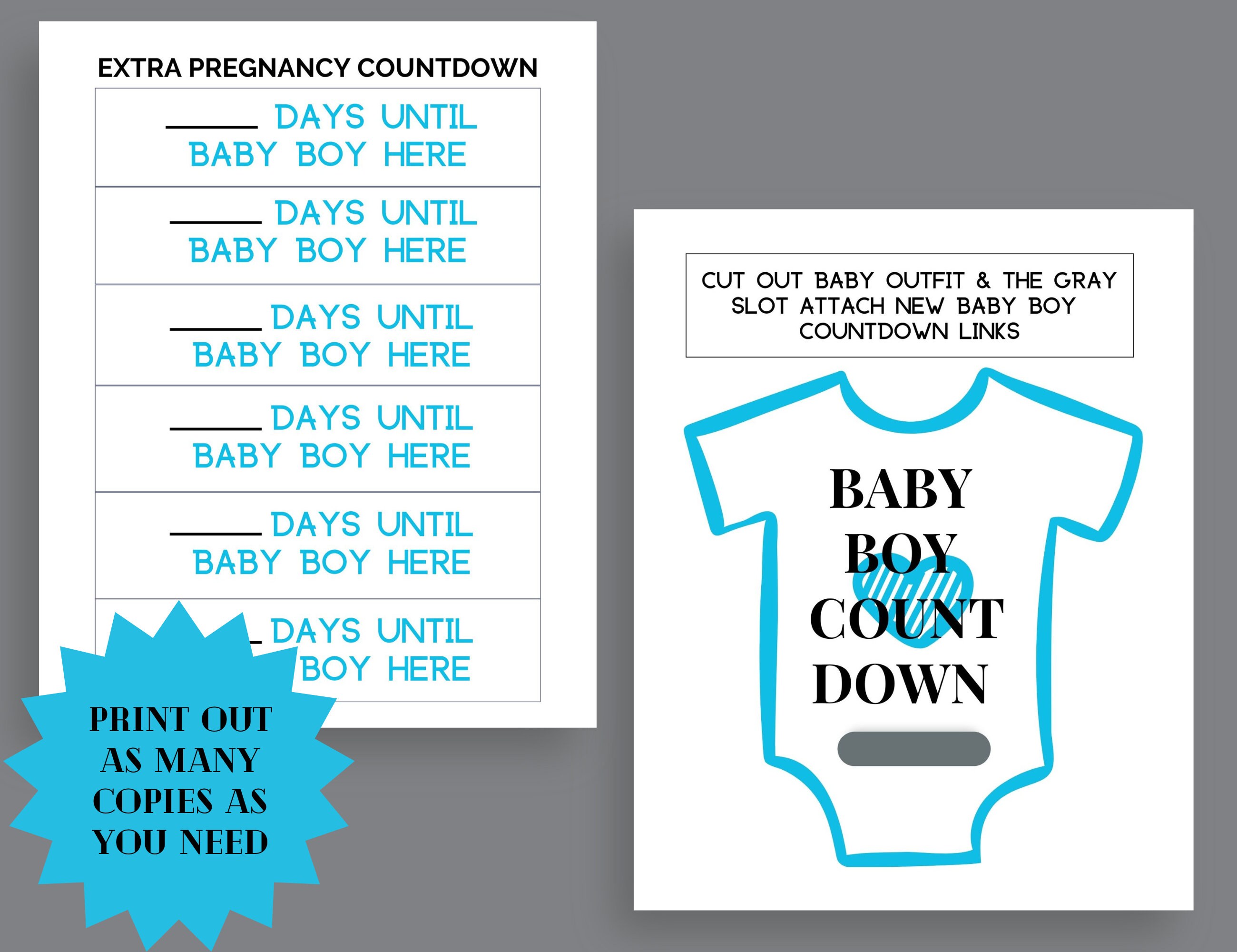 Pregnancy Countdown, Baby Growth Chain Countdown, Baby Boy Paper Chain ...