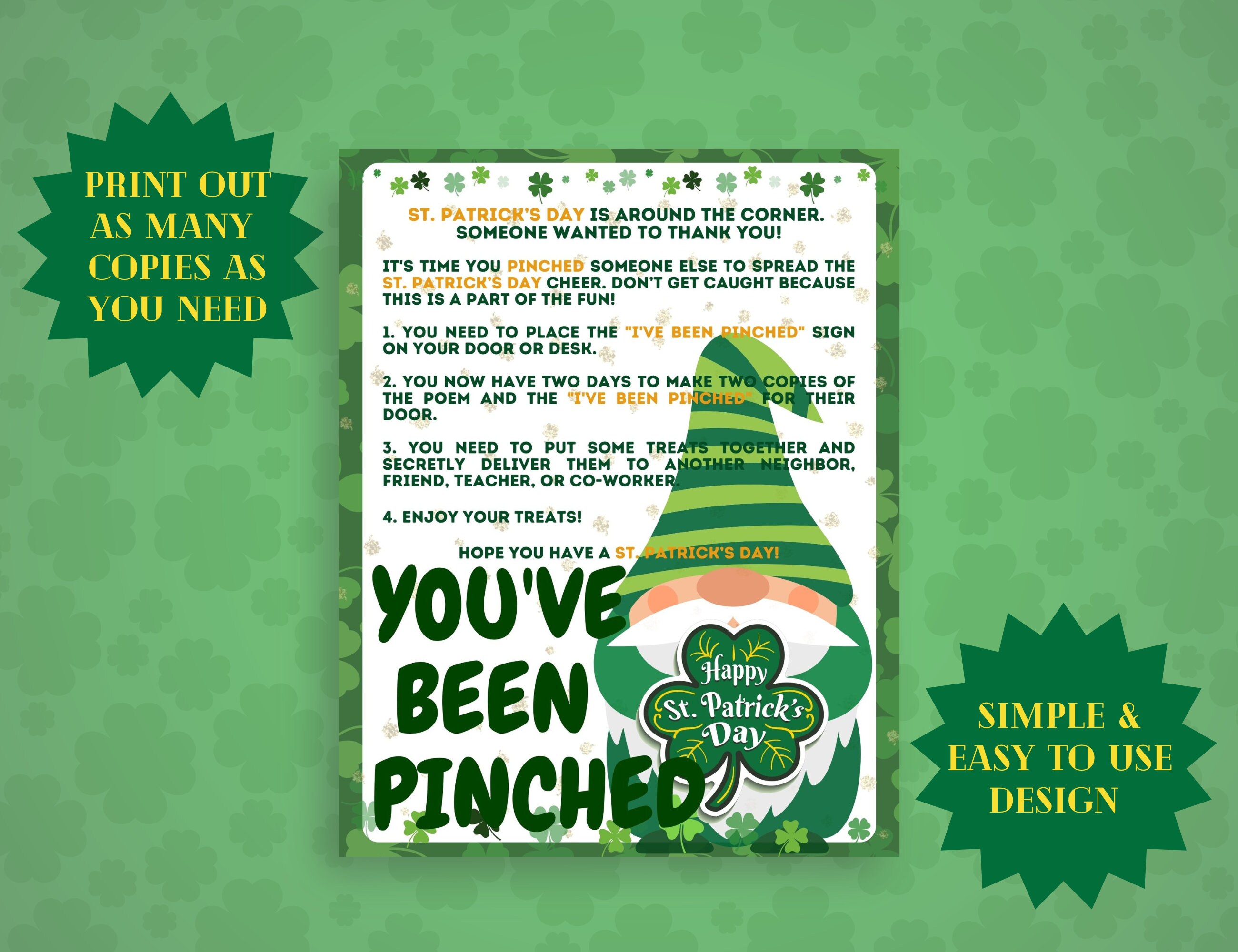 You've Been Pinched Game Printable, We've Been Pinched, St. Patrick's ...