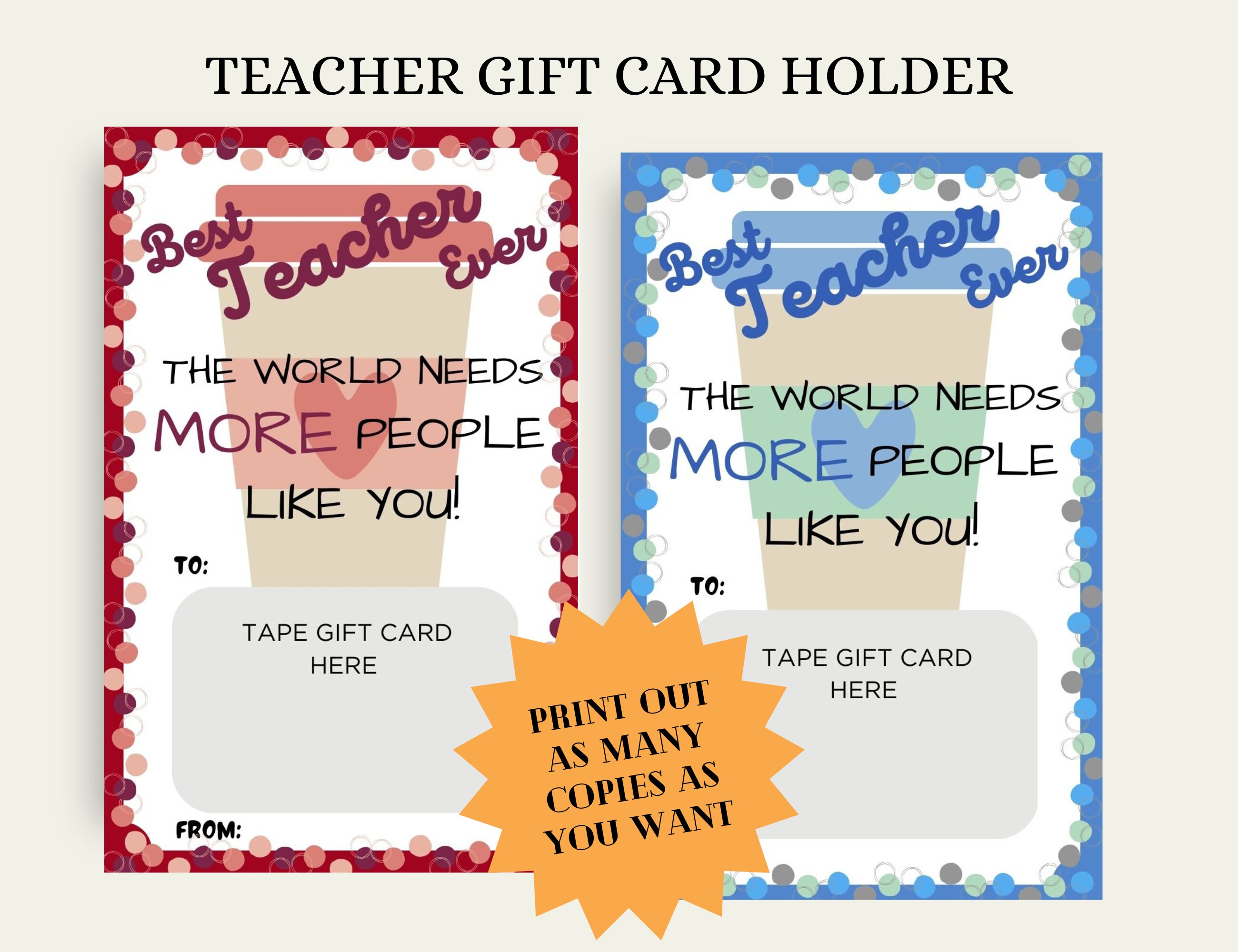 Teacher Appreciation Coffee Gift Card Holder, Coffee Gift Card for ...