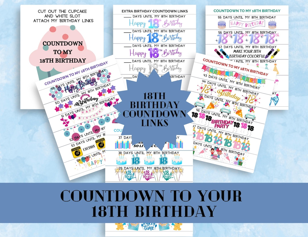 18th Birthday Countdown Chain: DIY Printable Gift Tags (PDF) - Etsy