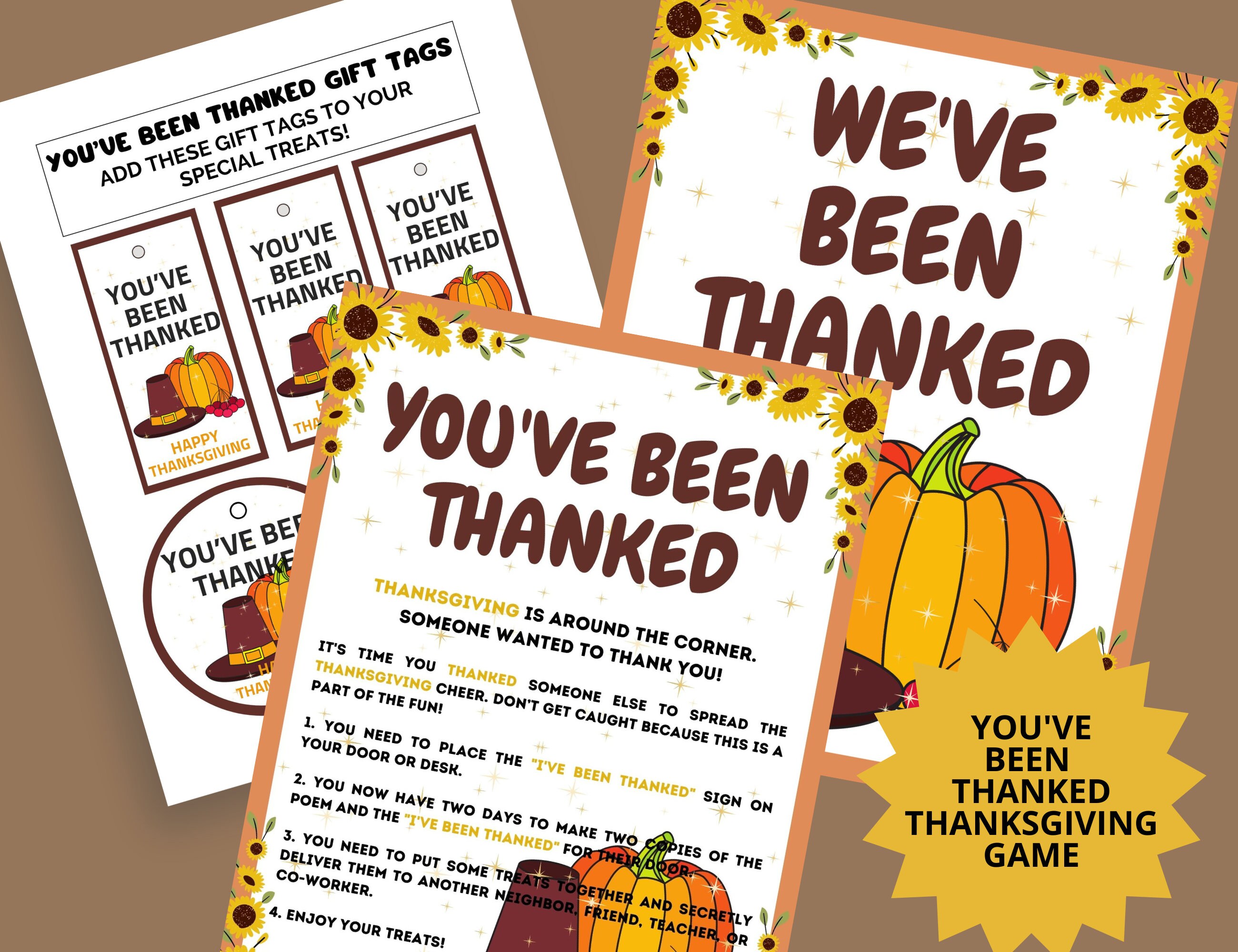 You've Been Thanked Game Printable, We've Been Thanked, Thanksgiving ...