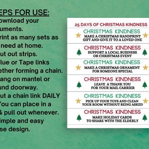 Christmas Kindness Countdown Chain: 25 Days Printable (DIGITAL DOWNLOAD ...