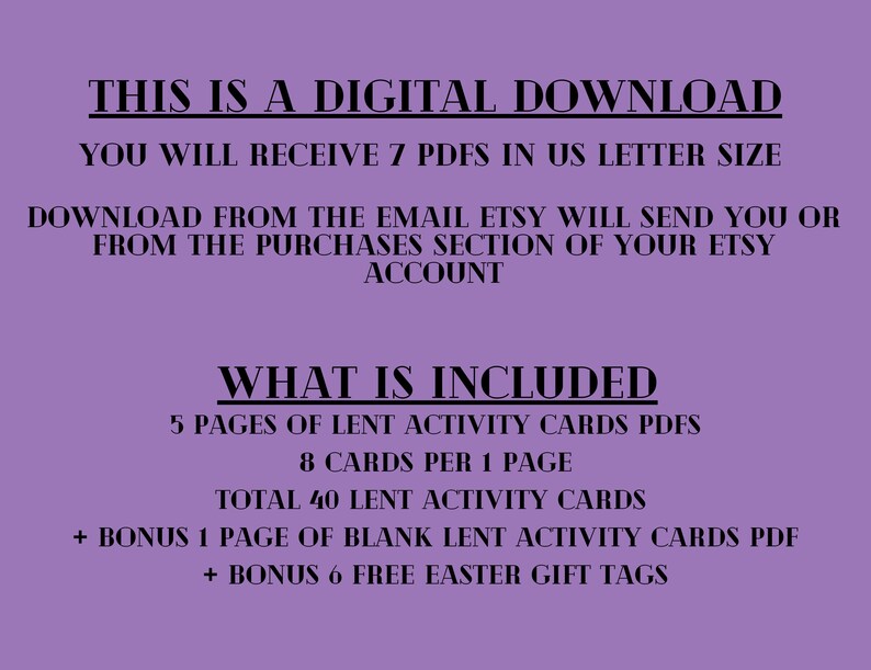 40 Lent Activity Cards, Christian Easter Activities, Lenten Project for ...