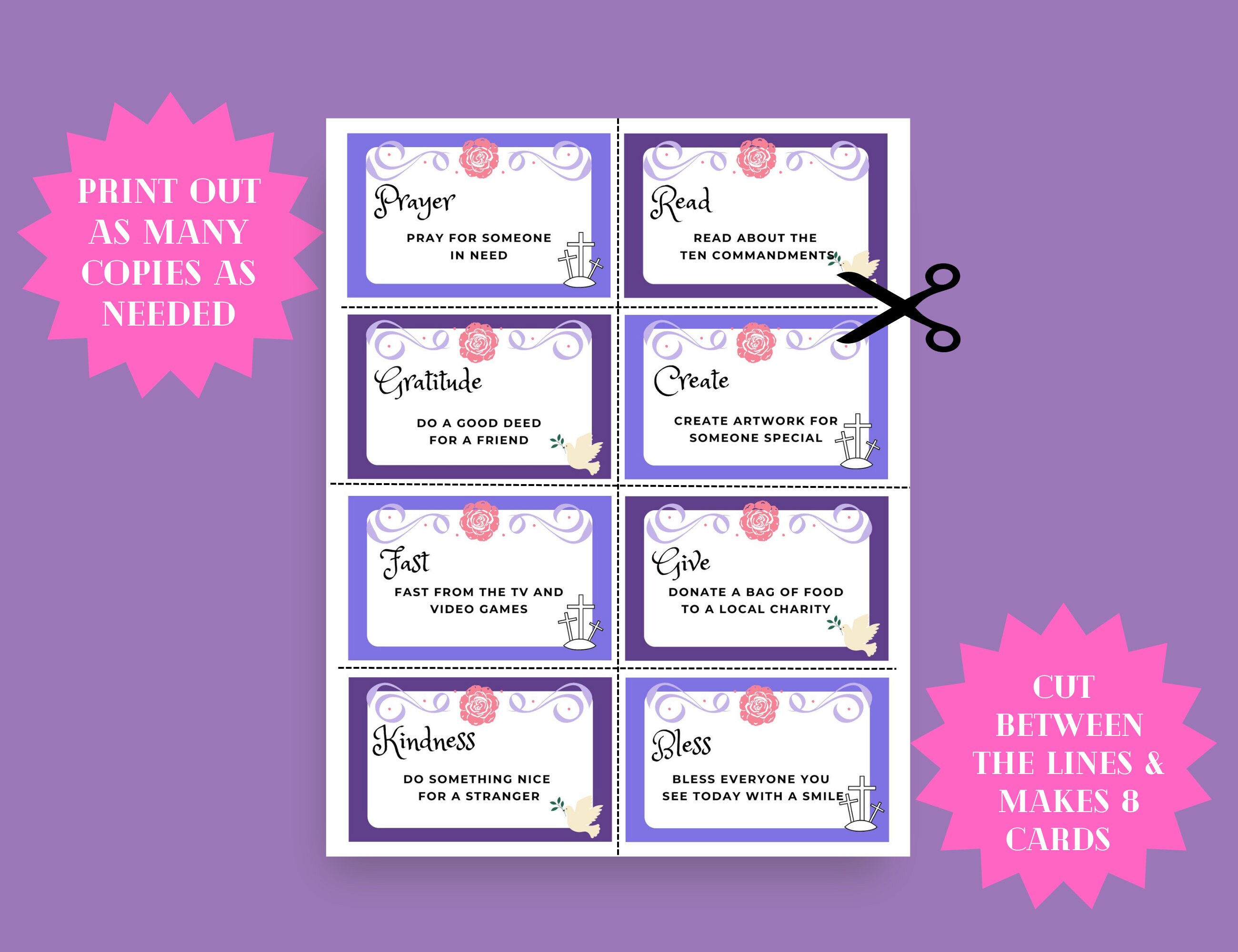 40 Lent Activity Cards, Christian Easter Activities, Lenten Project for ...