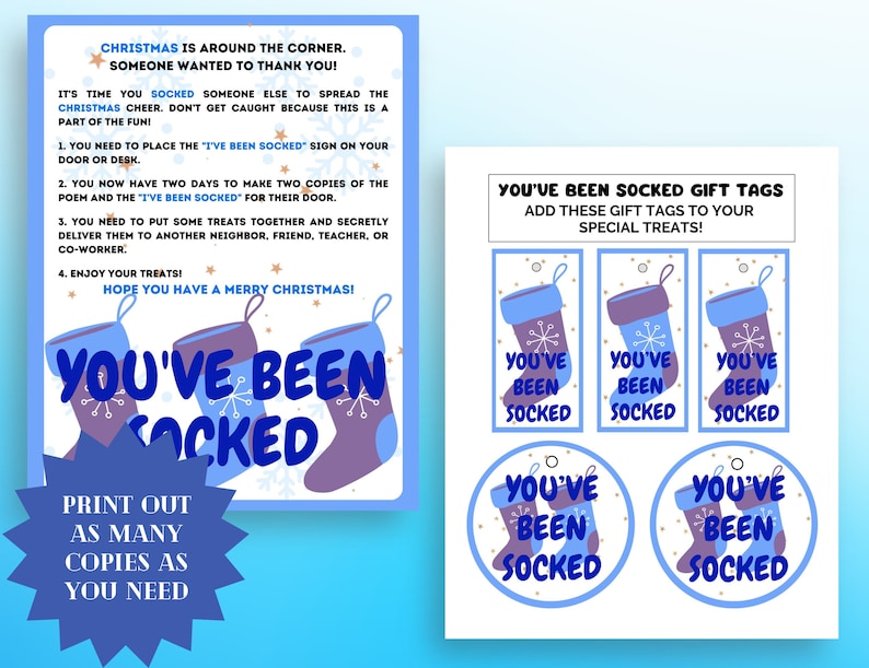 You've Been Socked Christmas Game: Printable Kit (PDF) - Etsy