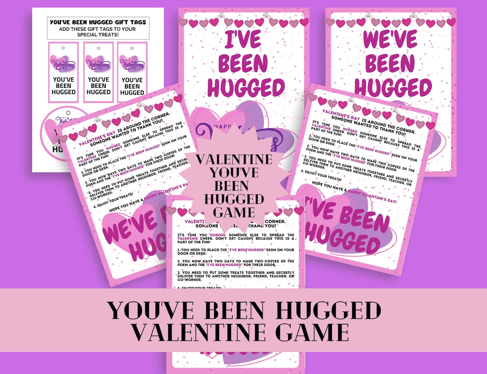 You've Been Hugged Valentine Game: Printable Kit (digital Download) - Etsy