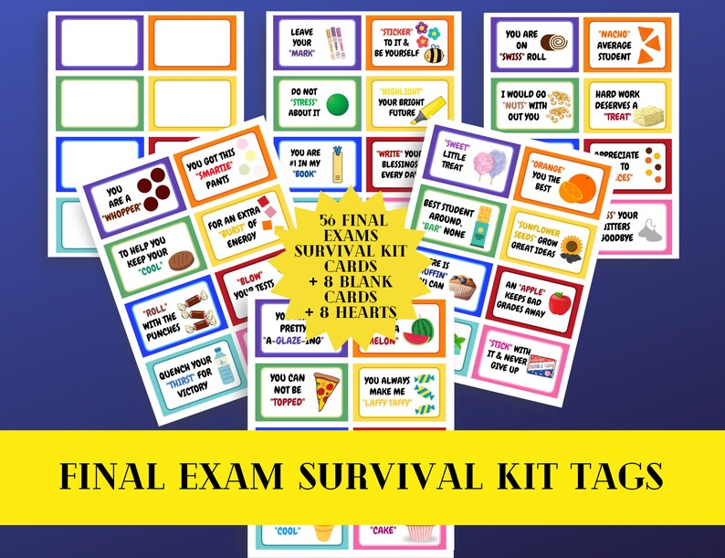 Final Exam Treat Cards: Student Test-taking Kit (printable PDF) - Etsy