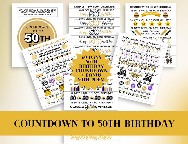 50th Birthday Countdown Paper Chain: DIY Printable Activity (PDF ...