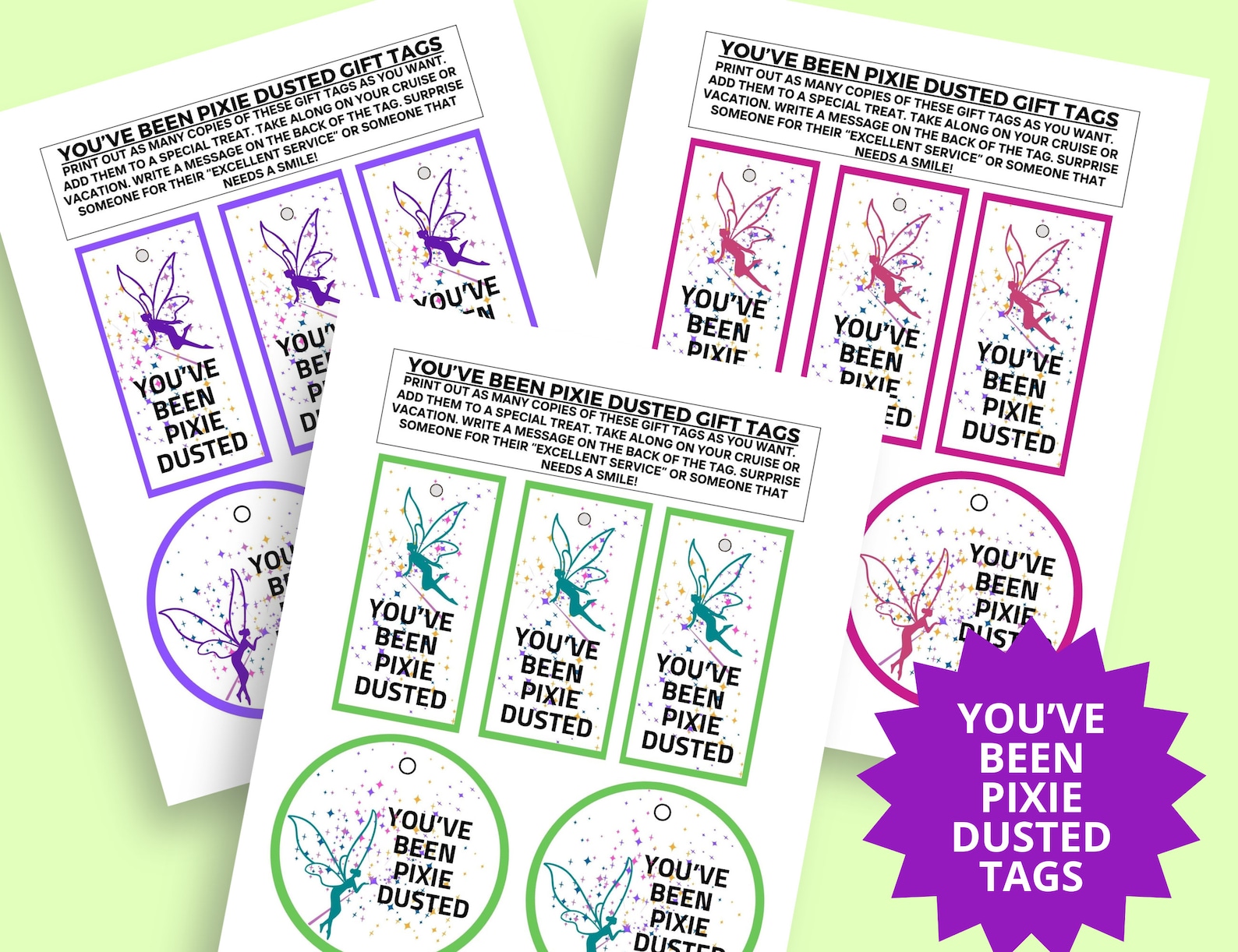 Pixie Dusted Cruise Vacation Tags: Printable DIY Gift Tags (PDF) - Etsy