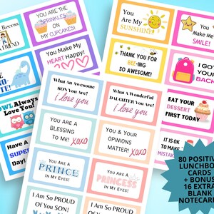 Lunch Box Printable Notes for Kids, Back to School Printable Notes ...