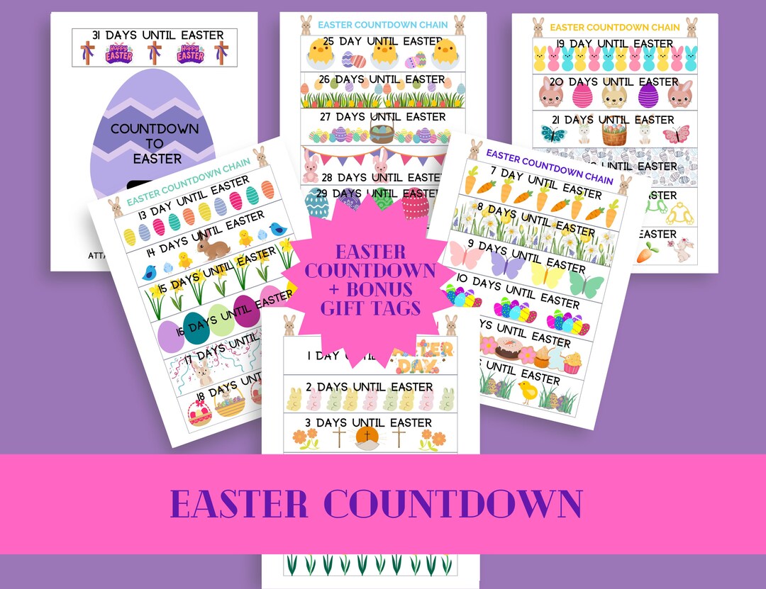 EASTER Countdown, Paper Chain Countdown, DIY Printable Paper Chain ...