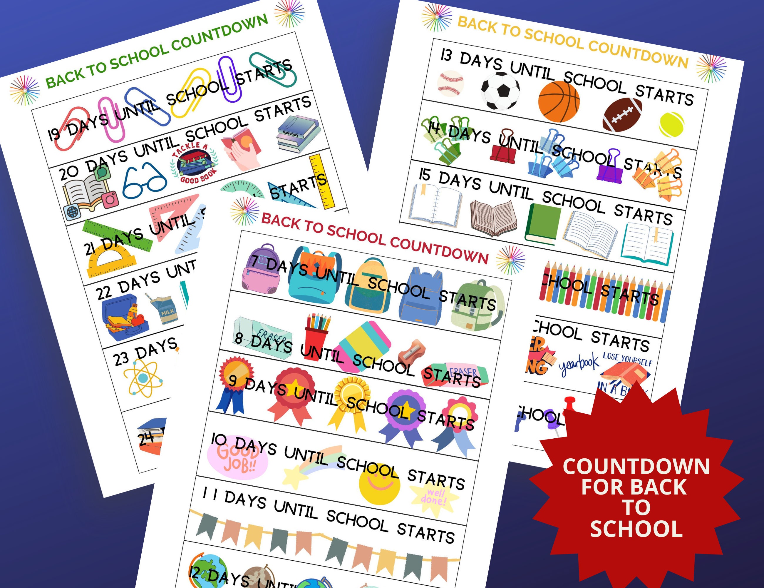 Back to School Kids Calendar Countdown, DYI Chain Printable for ...