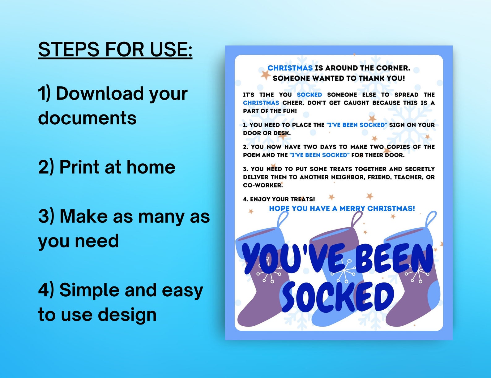 You've Been Socked Christmas Game: Printable Kit (PDF) - Etsy