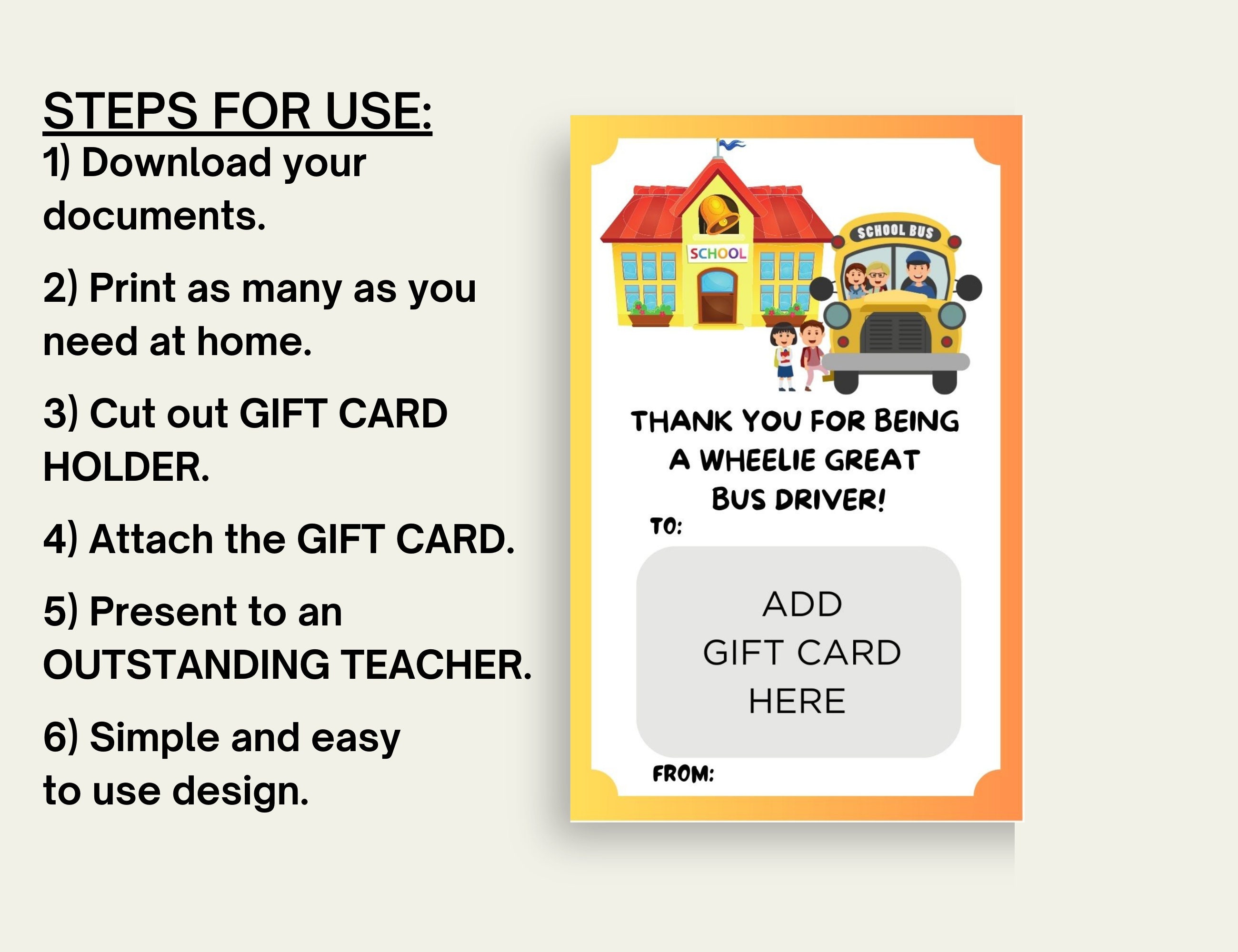 Bus Driver Appreciation Printable Bus Driver Thank You Card - Etsy