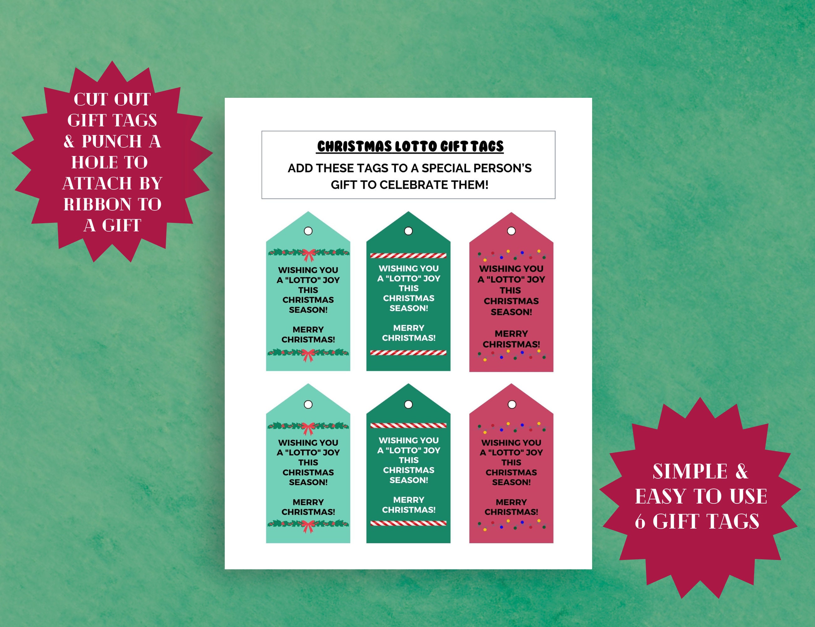 Wishing You A LOTTO Joy Christmas Gift Tags, Teachers, Employees ...